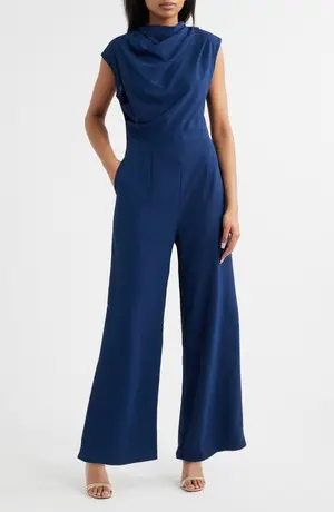 NIKKI LUND Lilou Wide Leg Jumpsuit - Blue