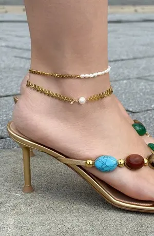 ST. MORAN Freshwater Pearl Chevron Anklet