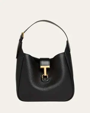 TOM FORD Monarch Small Hobo Bag In Grained Leather - Black