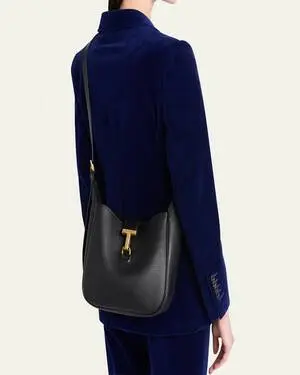 TOM FORD Monarch Small Hobo Bag In Grained Leather