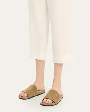 THE ROW Hugh Suede Flat Slide Sandals