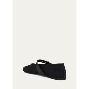 Miu Miu Mesh Buckle Mary Jane Ballerinas - Nero