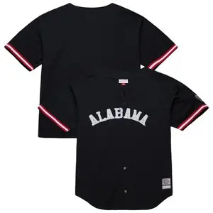 Mitchell & Ness Alabama Crimson Tide On The Clock Full-button Fashion Jersey - Black
