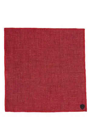 CLIFTON WILSON Dark Slub Linen Pocket Square - Red