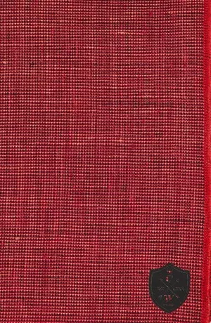 CLIFTON WILSON Dark Slub Linen Pocket Square - Red