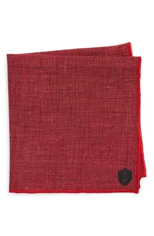 CLIFTON WILSON Dark Slub Linen Pocket Square - Red