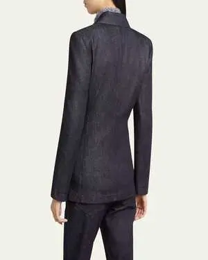 Giorgio Armani Cotton-cashmere Denim Double-breasted Blazer