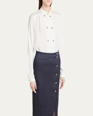 Giorgio Armani Double-breasted Silk Blouse