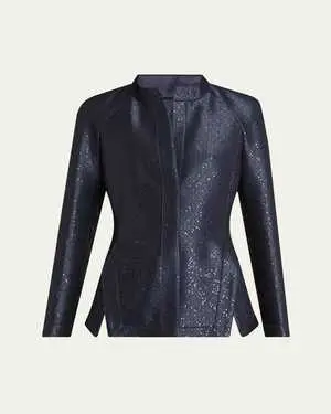 Giorgio Armani Sequin Jacquard Evening Jacket - Navy
