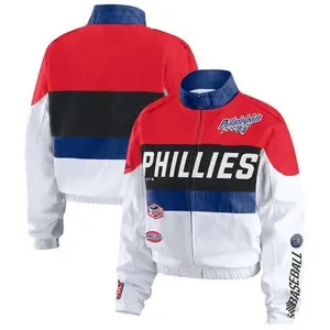 WEAR BY ERIN ANDREWS Philadelphia Phillies Racing Full-zip Jacket - Red