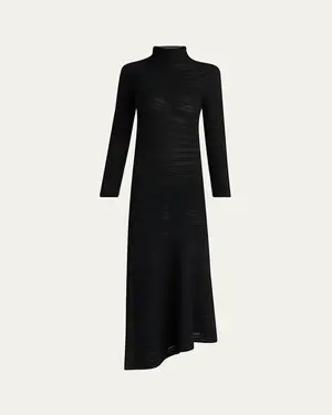 Giorgio Armani Asymmetric Striped Jersey Midi Dress