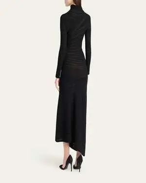 Giorgio Armani Asymmetric Striped Jersey Midi Dress