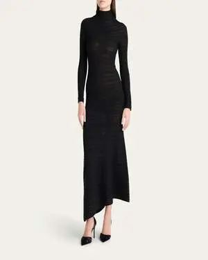 Giorgio Armani Asymmetric Striped Jersey Midi Dress