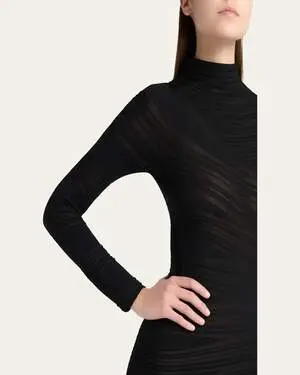 Giorgio Armani Asymmetric Striped Jersey Midi Dress