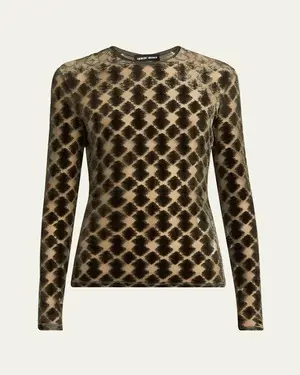 Giorgio Armani Velvet Jersey Jacquard Long-sleeve Top