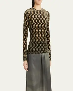 Giorgio Armani Velvet Jersey Jacquard Long-sleeve Top