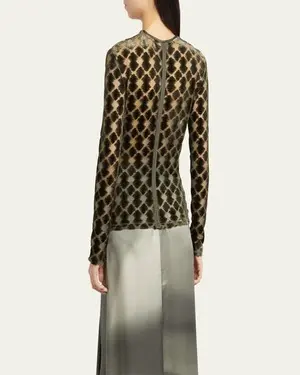 Giorgio Armani Velvet Jersey Jacquard Long-sleeve Top