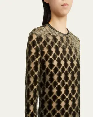 Giorgio Armani Velvet Jersey Jacquard Long-sleeve Top