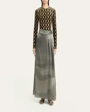 Giorgio Armani Velvet Jersey Jacquard Long-sleeve Top