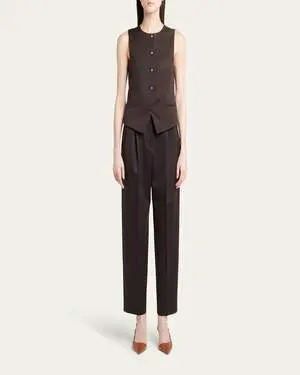 Giorgio Armani Pleated Wool Ankle Trousers