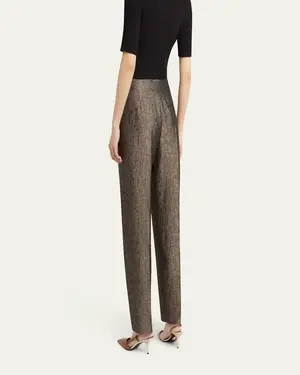 Giorgio Armani Geo Silk Jacquard Tapered-leg Trousers