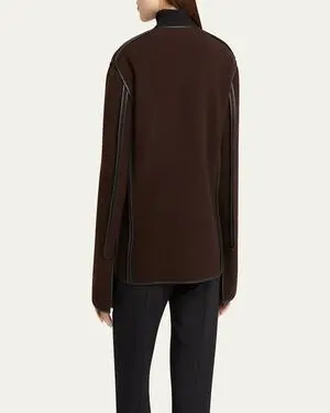 Giorgio Armani Leather Piping Cashmere Fleece Short Coat