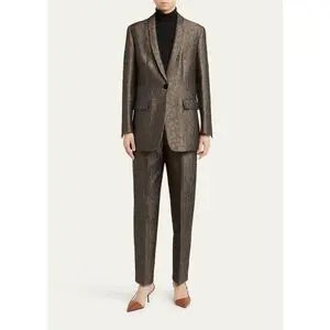 Giorgio Armani Geometric Silk Jacquard Single-breasted Blazer - Black