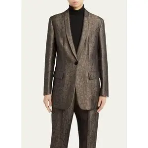 Giorgio Armani Geometric Silk Jacquard Single-breasted Blazer - Black