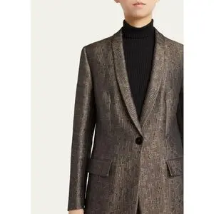 Giorgio Armani Geometric Silk Jacquard Single-breasted Blazer - Black