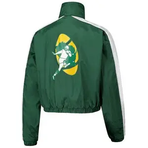 Mitchell & Ness Bay Packers Nylon Cropped Full-zip Jacket