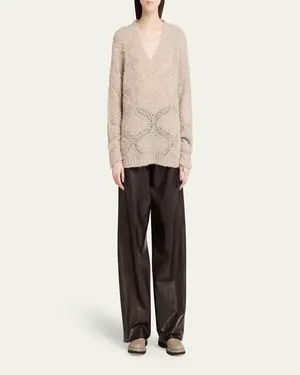 Giorgio Armani V-neck Open-knit Sweater
