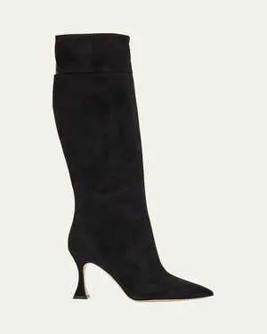 Manolo Blahnik Miralonepla Suede Knee Boots