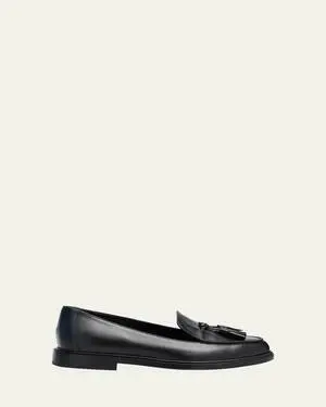 Manolo Blahnik Bucky Leather Loafers - Black