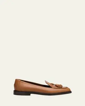 Manolo Blahnik Bucky Leather Loafers