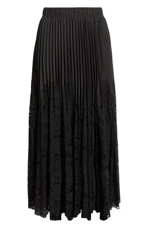 NIKKI LUND Madaleine Pleated Lace Skirt - Black