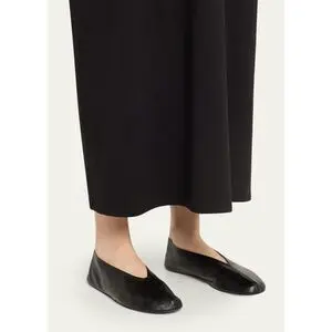 THE ROW Stella Lambskin Ballerina Slippers - Black