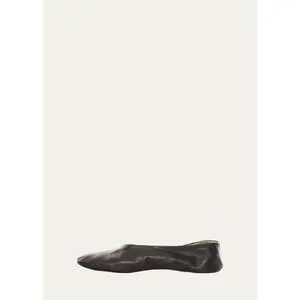 THE ROW Stella Lambskin Ballerina Slippers - Black