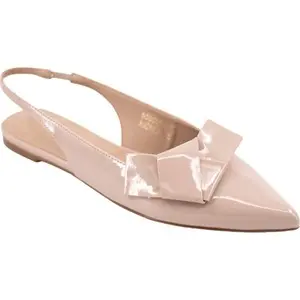 SHU SHOP Audrey Pointed Toe Slingback Flats - Beige Patent