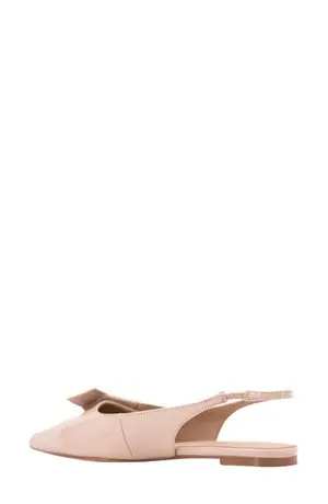 SHU SHOP Audrey Pointed Toe Slingback Flats - Beige Patent
