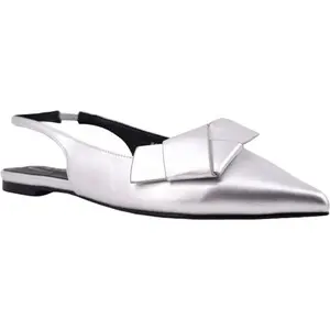 SHU SHOP Audrey Pointed Toe Slingback Flats - Silver