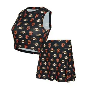 CONCEPTS SPORT Knit Tank Top & Skort Set - Black