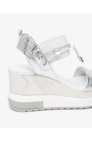 NEROGIARDINI Platform Wedge Sandals - Silver