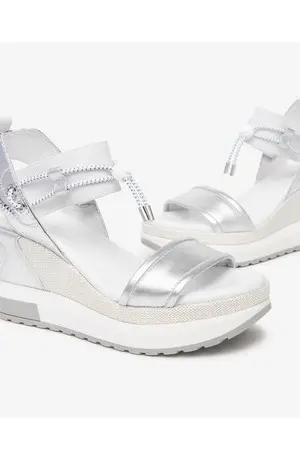 NEROGIARDINI Platform Wedge Sandals - Silver