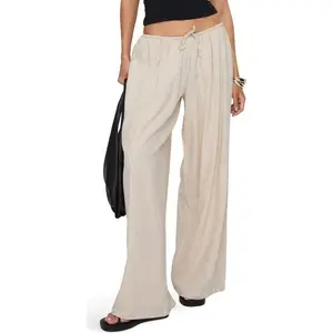 Princess Polly Wide Leg Linen & Cotton Drawstring Pants