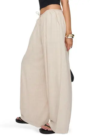 Princess Polly Wide Leg Linen & Cotton Drawstring Pants