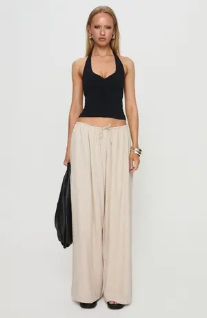 Princess Polly Wide Leg Linen & Cotton Drawstring Pants