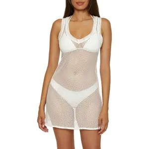 BCA BY REBECCA VIRTUE Fishnet Cover-up Mini Sundress White