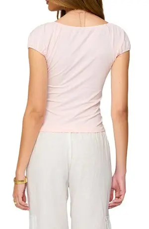EDIKTED Gathered Bust Stretch Cotton Top - Light-pink