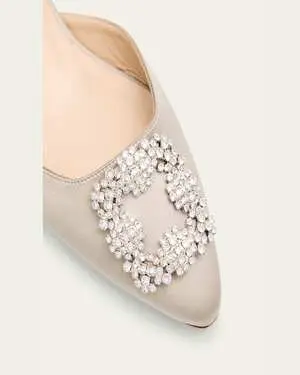 Manolo Blahnik Hangisi Satin Ballerina Flats - Gray