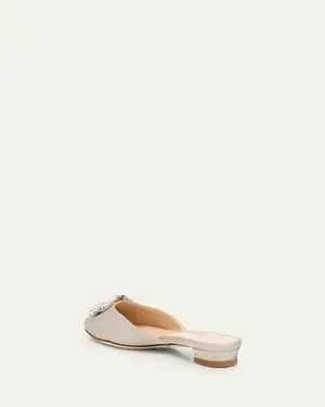 Manolo Blahnik Hangisi Satin Ballerina Flats - Gray